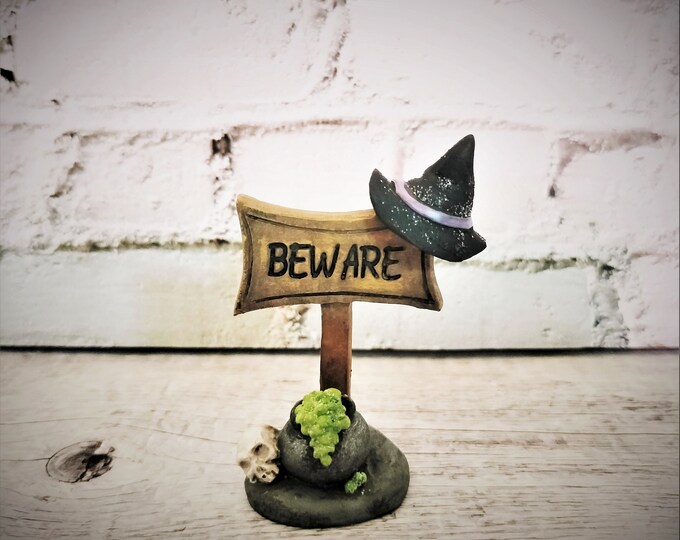 2 1/2" Spooky "beware" Sign - Fairy Garden - Miniature Garden ...