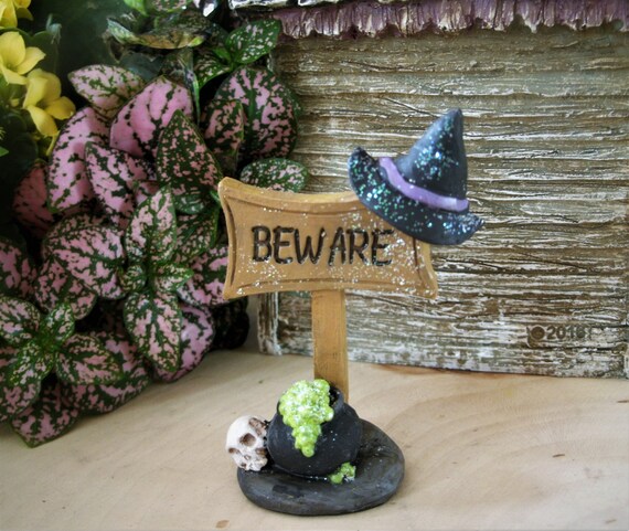 2 1/2 Spooky beware Sign Fairy Garden - Etsy