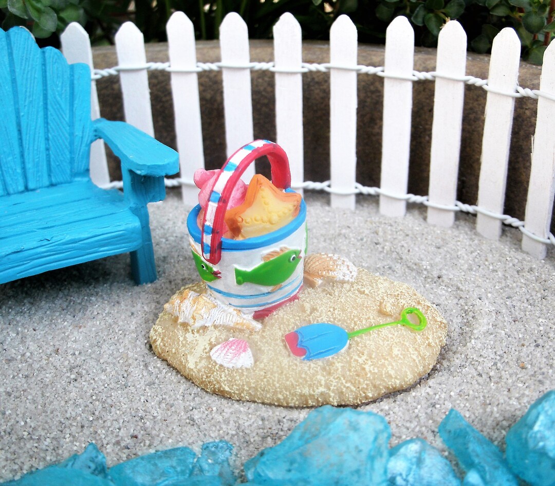 Mini Beach Pail in Sand Fairy Garden Beach Garden Accessory Mini Garden ...