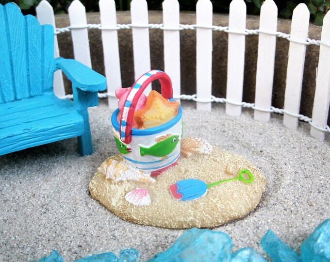 Mini Beach Pail in Sand Fairy Garden Beach Garden Accessory Mini Garden ...