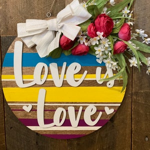 Love is Love, Wooden Door Sign, Front Door Sign, Door Hanger ...