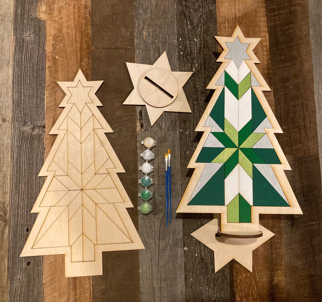 Holiday Christmas Tree DIY Holiday Craft Painting Kit With Stand, Barn ...