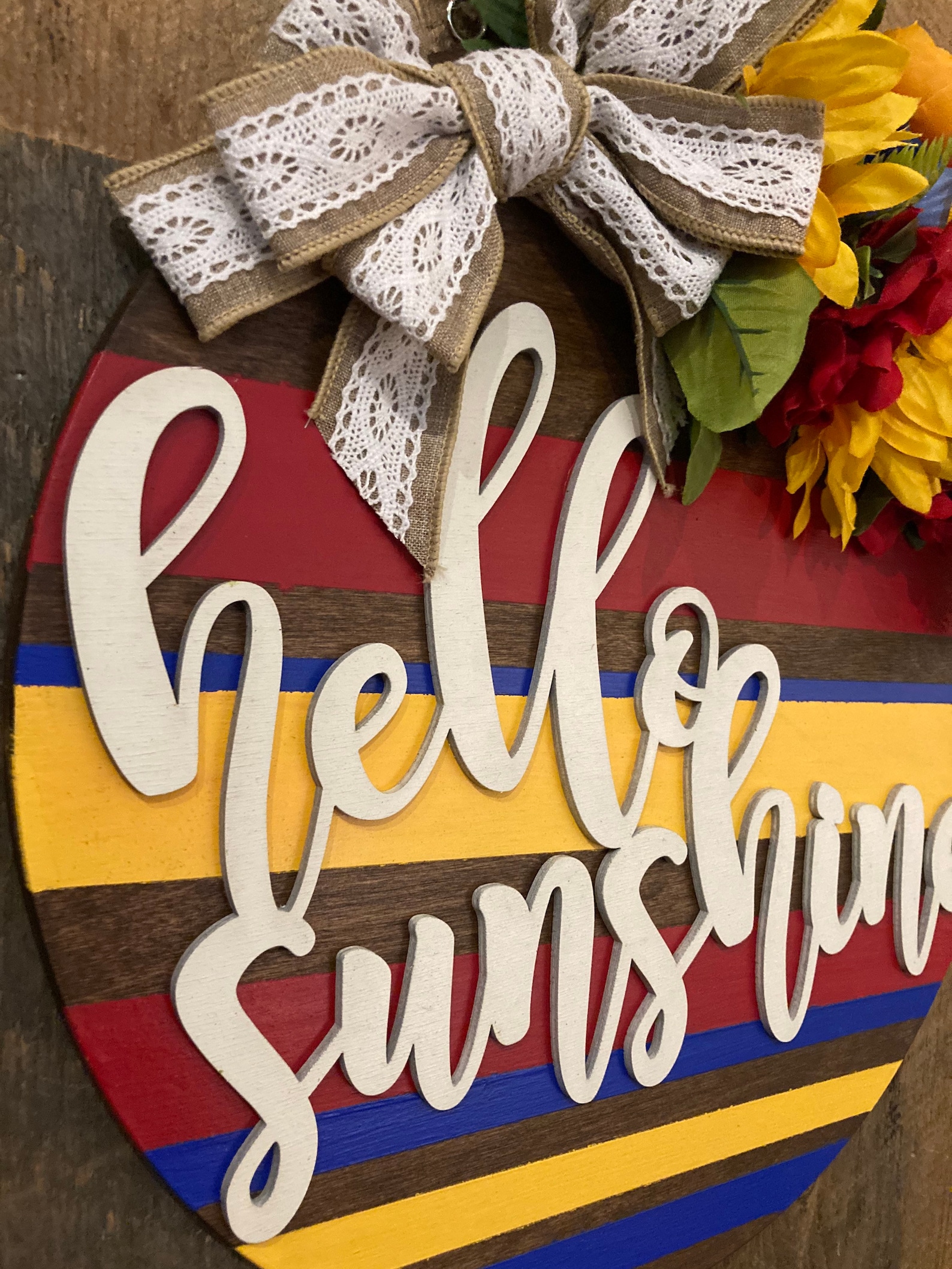 Hello Sunshine Door Hanger Hello Sunshine Wreath Summer Door Etsy