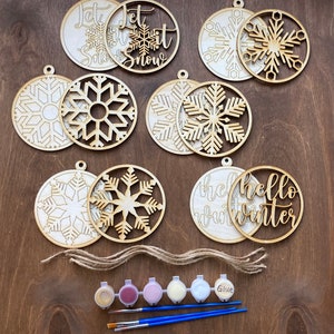DIY Snowflake, Let It Snow Ornaments Painting Kit, DIY Craft Kit ...