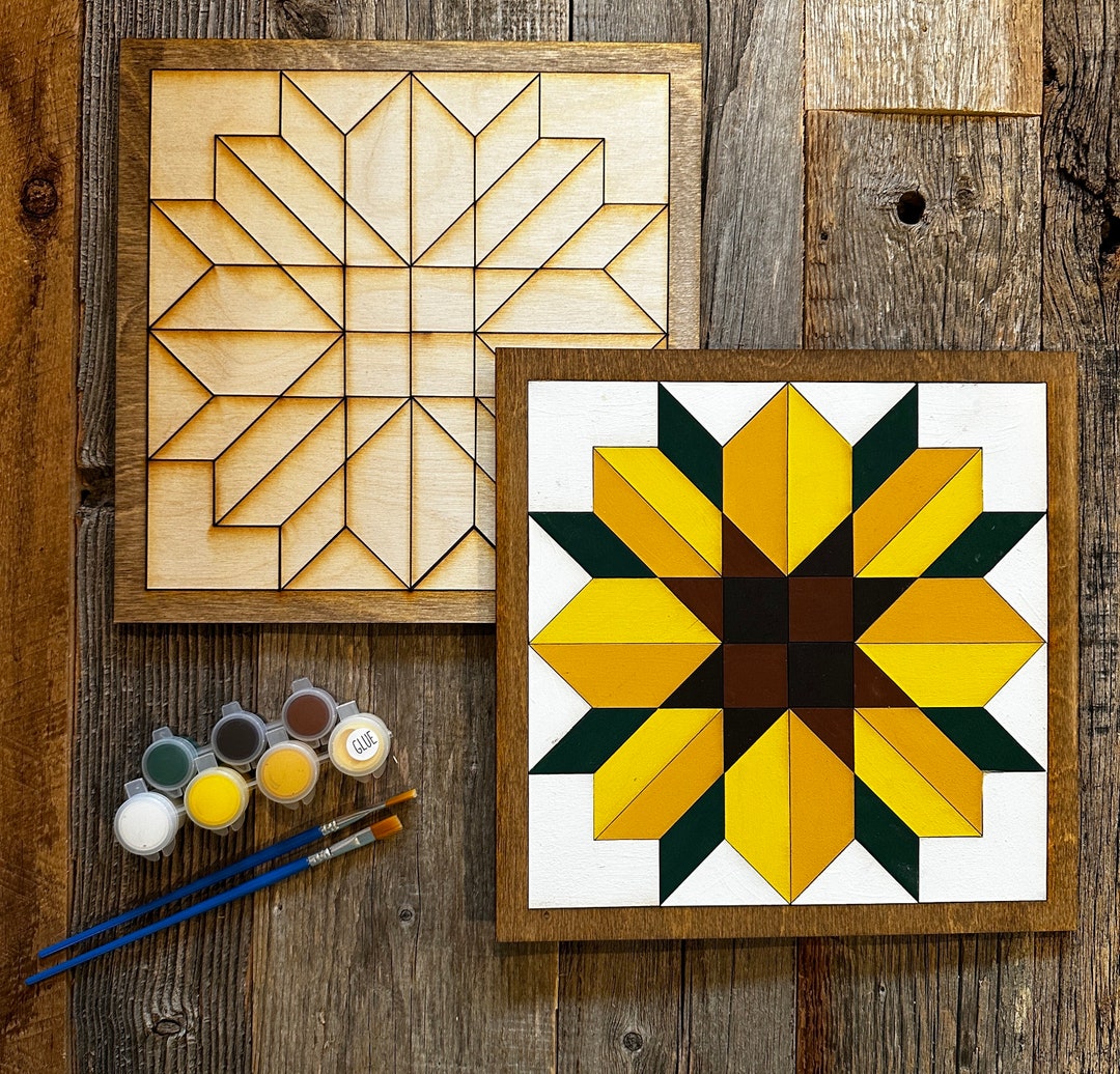 Sunflower DIY Barn Quilt Painting Kit, DIY Mosaic Craft, Barn Quilt Kit ...