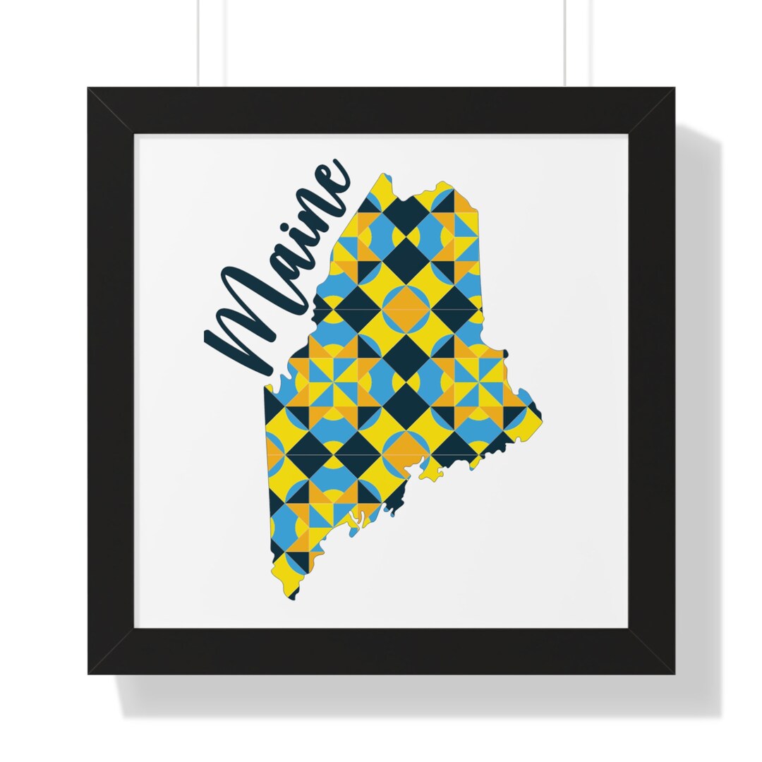 Framed Maine Barn Quilt Pattern Print Poster, Maine Barn Quilt, Framed ...