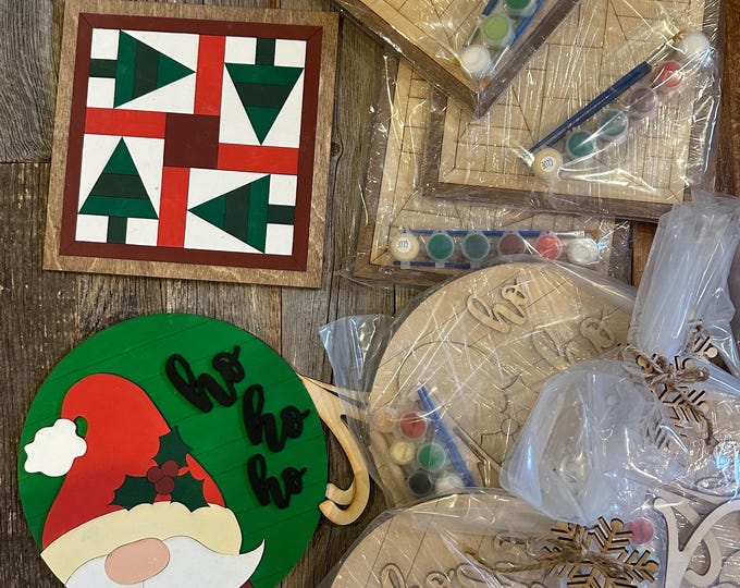 Holiday DIY Christmas Tree Mosaic Barn Quilt Painting Kit and Santa ...