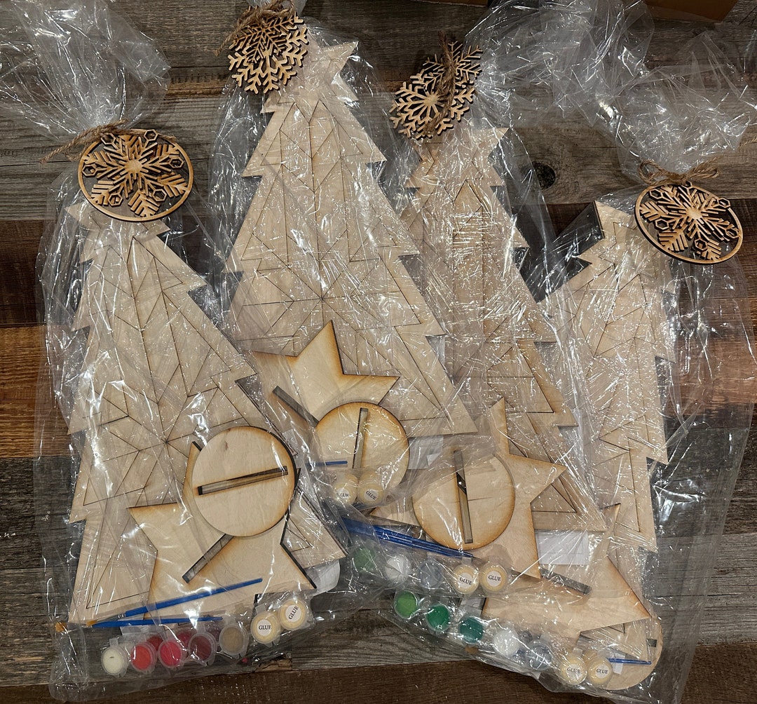 Bulk Holiday Christmas Tree DIY Holiday Craft Painting Kit With Stand ...