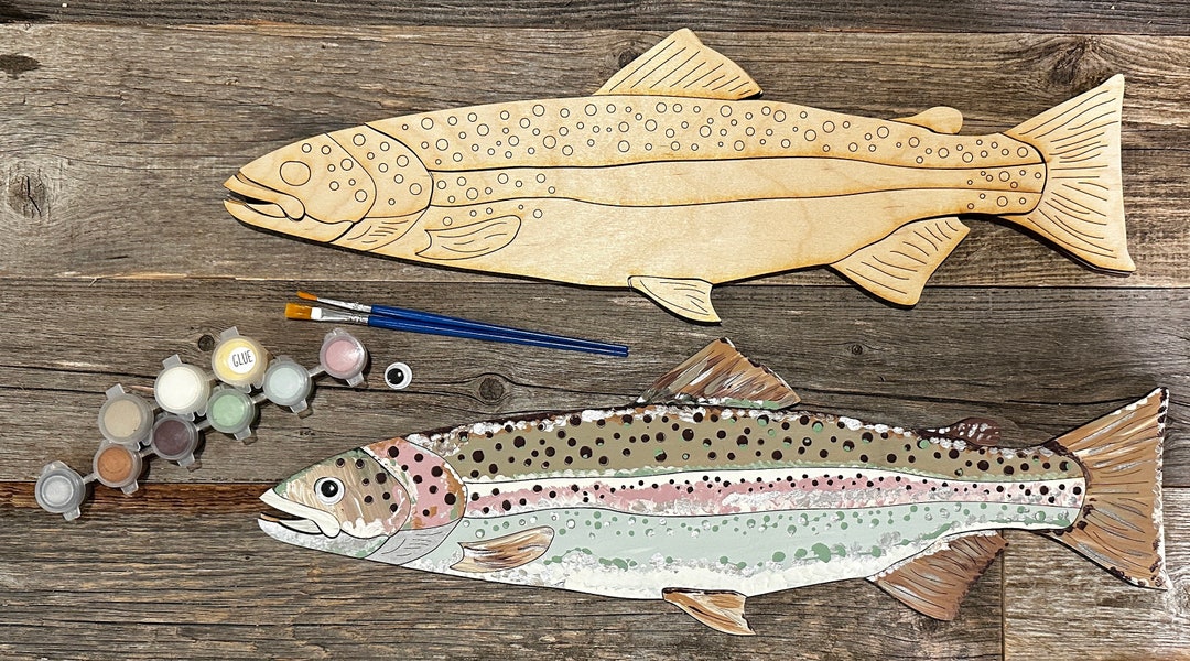 DIY Painting Kit, DIY Craft, Rainbow Trout Painting Kit, Paint at Home ...