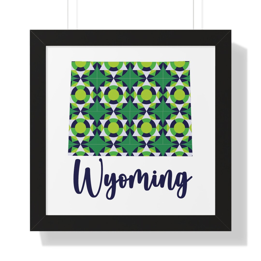 Framed Wyoming Barn Quilt Pattern Print Poster, Wyoming Barn Quilt ...
