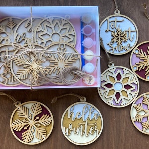 DIY Snowflake, Let It Snow Ornaments Painting Kit, DIY Craft Kit ...
