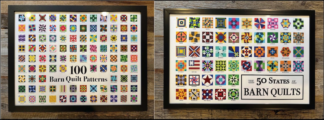 101 Barn Quilt Pattern Poster, Barn Quilt Pattern Art, Framed or ...