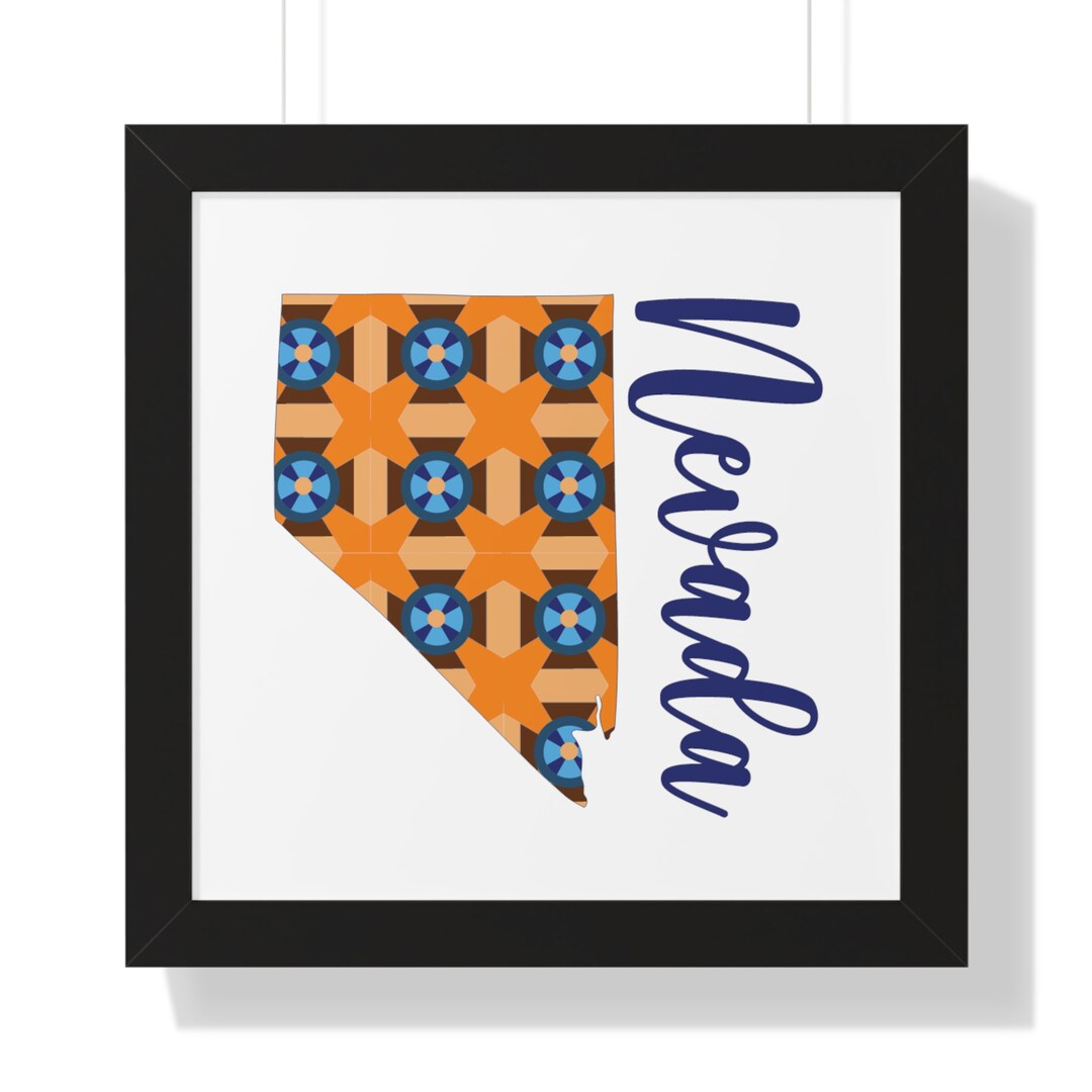 Framed Nevada Barn Quilt Pattern Print Poster, Nevada Barn Quilt ...