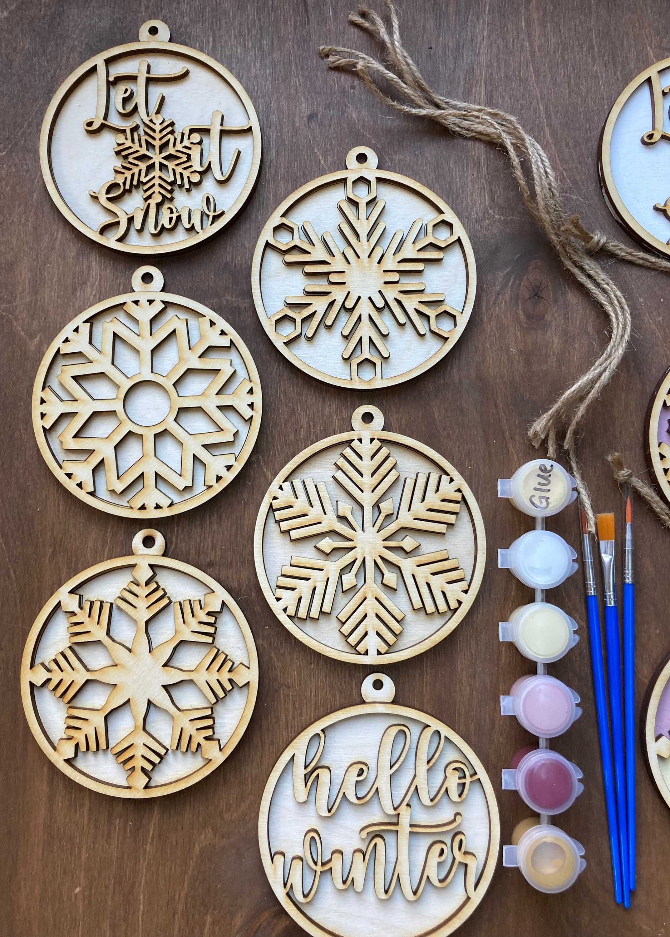 DIY Snowflake, Let It Snow Ornaments Painting Kit, DIY Craft Kit ...
