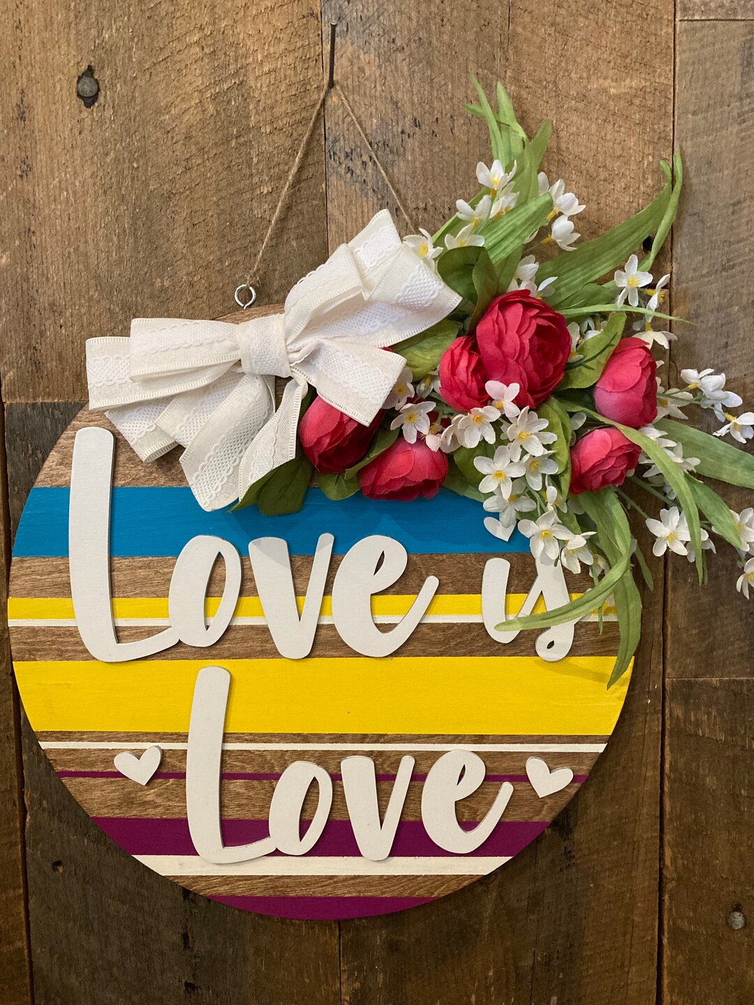 Love is Love, Wooden Door Sign, Front Door Sign, Door Hanger ...