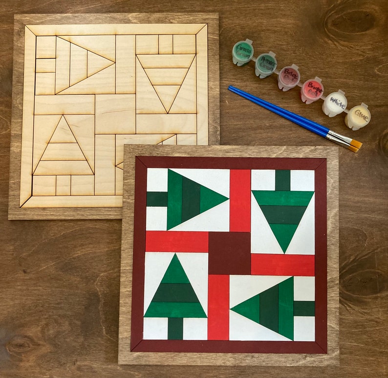 Holiday DIY Christmas Tree Mosaic Barn Quilt Painting Kit - Etsy