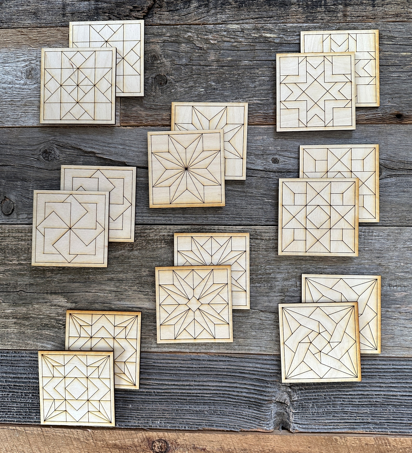 Laser Cut Barn Quilt Mosaics, Supplies for DIY Crafts, Laser Cut Shapes ...