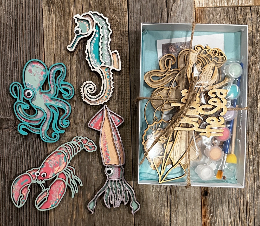 Kid's Stocking Stuffer Party Favor Sea Creatures Paint Kit, Octopus ...