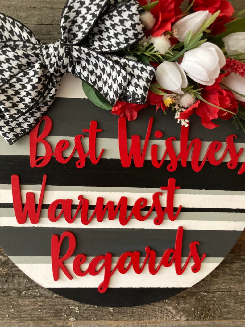 Best Wishes Warmest Regards Wooden Door Sign for Front Door - Etsy