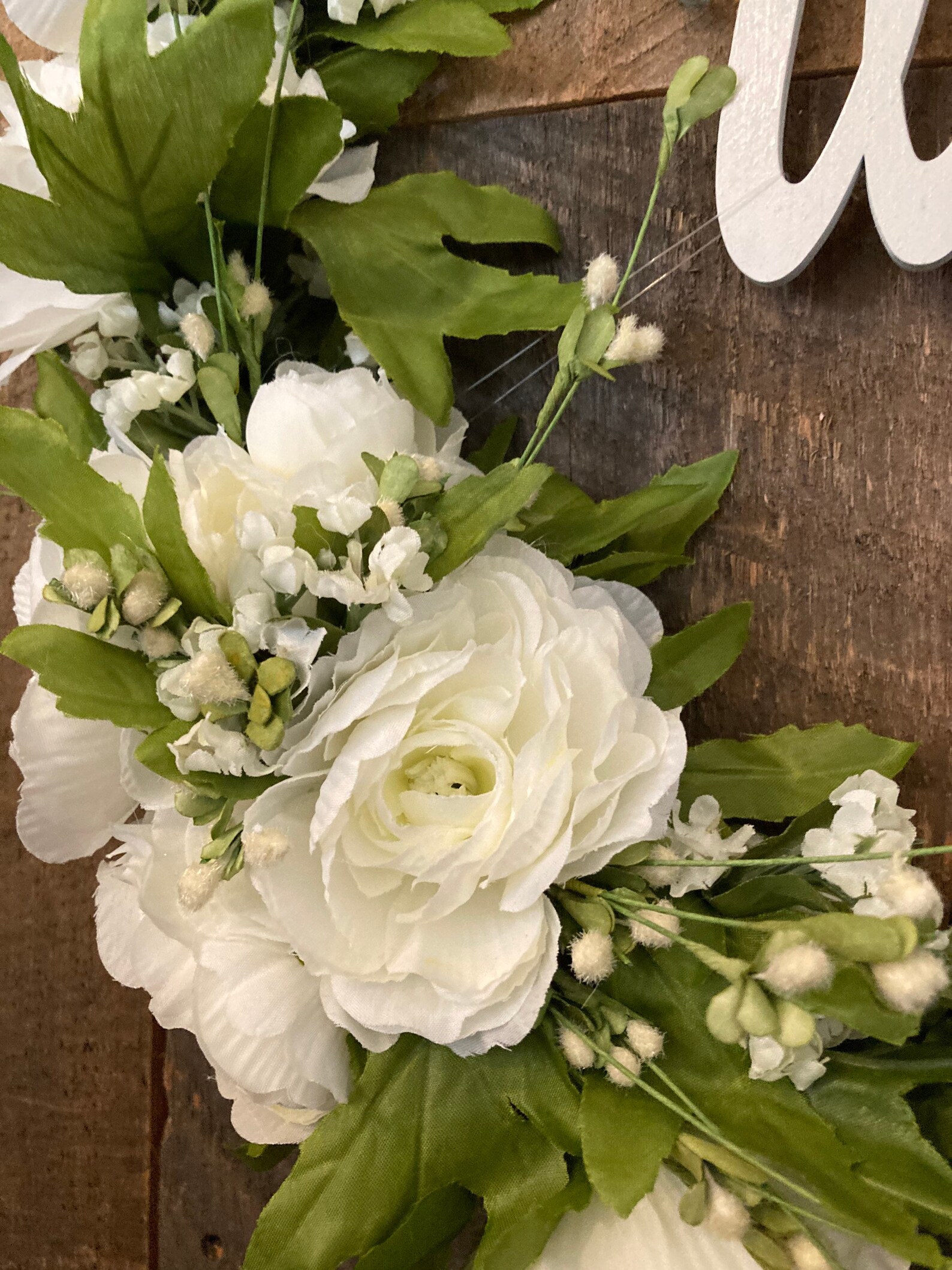 Welcome Wreath Spring Wreath White Floral Wreath Farmhouse | Etsy