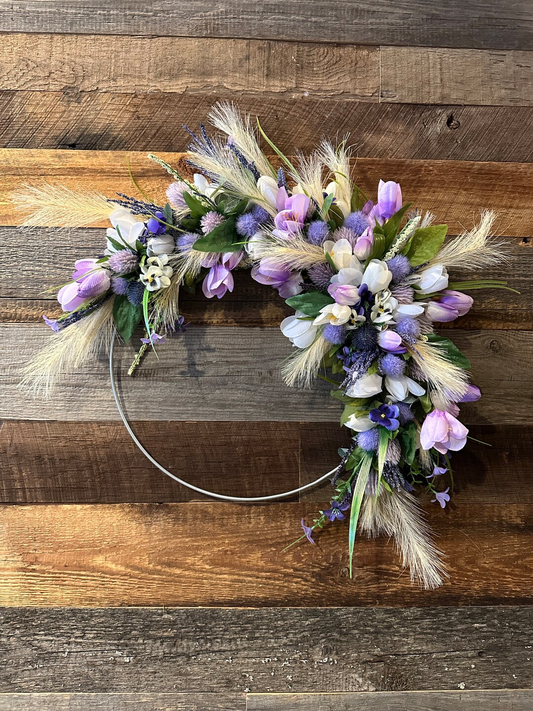 Summer and Spring Floral Wreath for Front Door, Purple Wreath, Modern ...