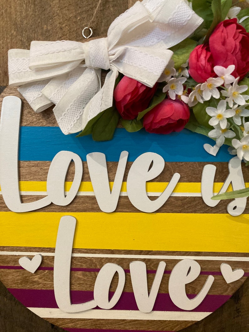 Love is Love, Wooden Door Sign, Front Door Sign, Door Hanger ...