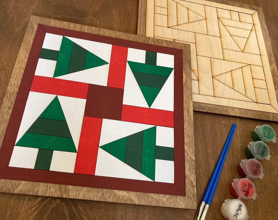 Holiday DIY Christmas Tree Mosaic Barn Quilt Painting Kit - Etsy