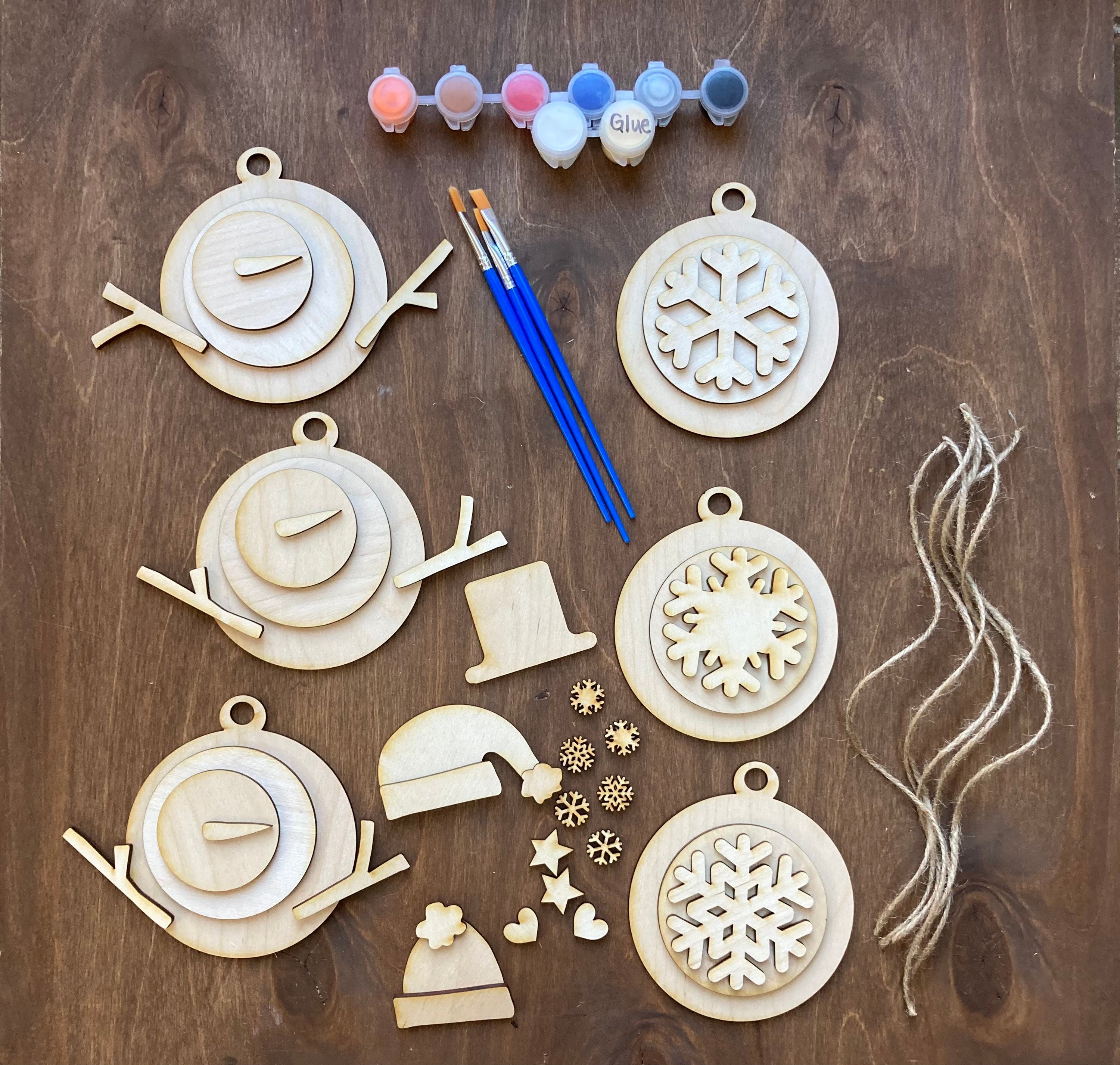 DIY Snowmen and Snowflake Ornaments Painting Kit, Kids DIY Ornament ...