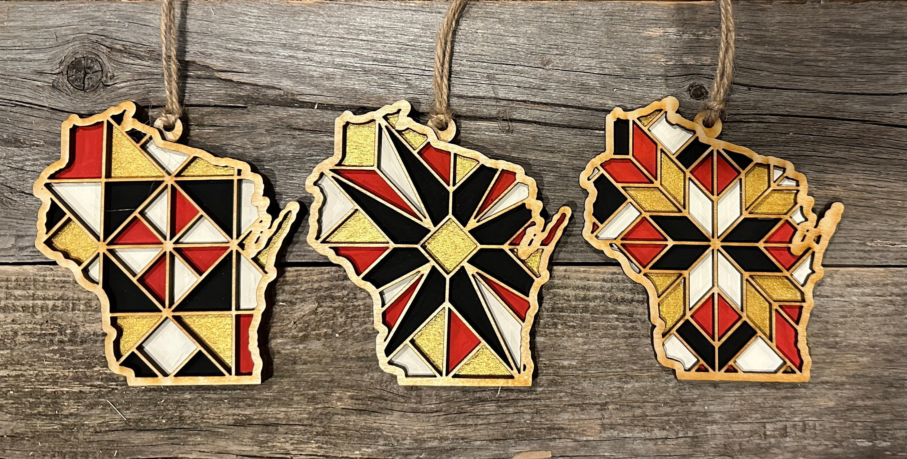 DIY Wisconsin Barn Quilt Pattern Ornaments Painting Kit, DIY Wisconsin ...