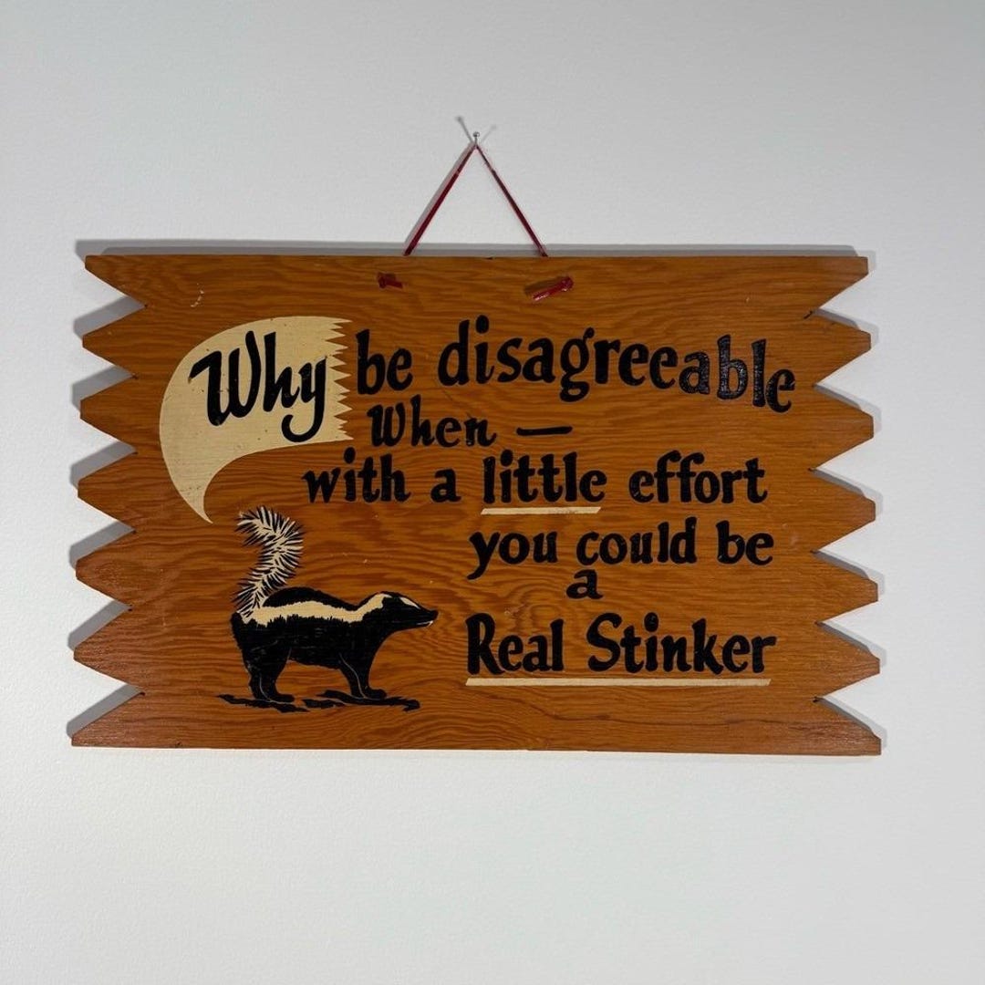 Vintage 1960s Don't Be A Stinker Skunk Basement Bar Mid Century Wood ...