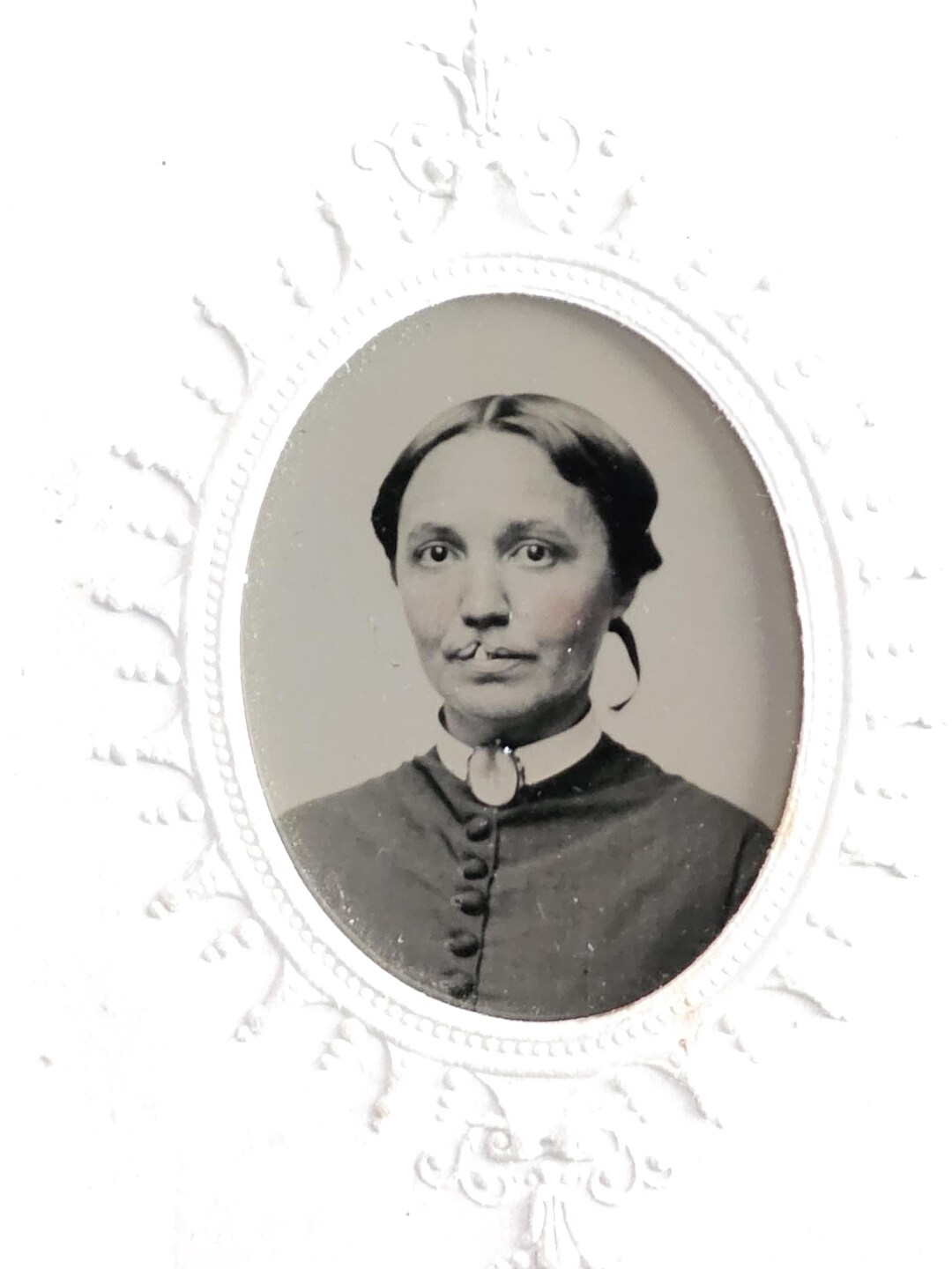 Weird Oddities Woman Facial Deformity Matted Tin Type Photo | Odd Old ...