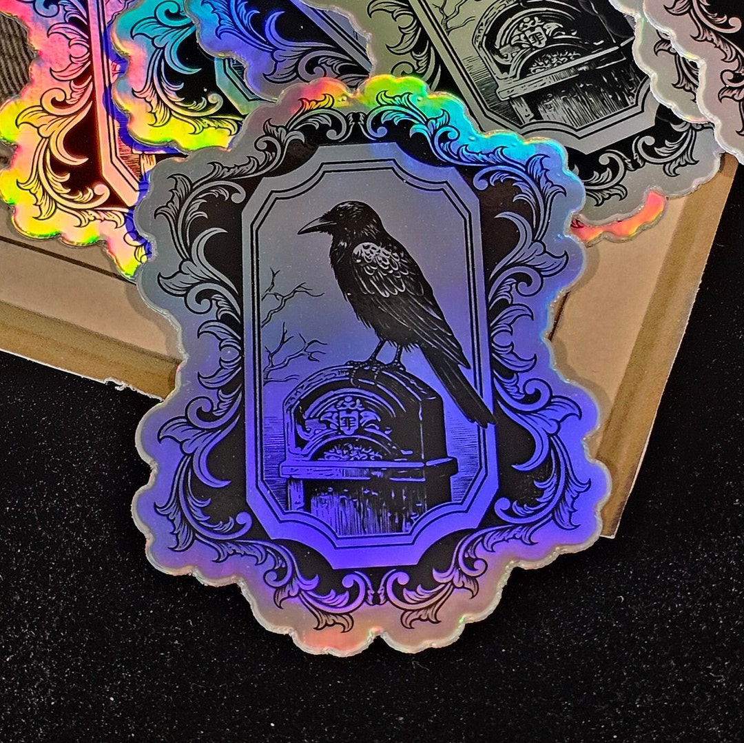 Gothic Raven Holographic Sticker - Edgar Allan Poe Inspired - Etsy