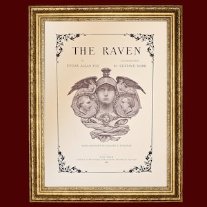 The Raven Book Title Page Print Edgar Allan Poe Art Poetry Lover Art ...