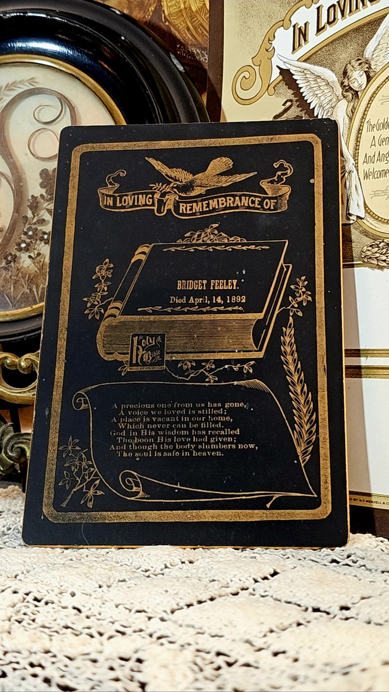 Victorian Mourning Card: 1892 Death Announcement, Gold Gilded Ephemera ...