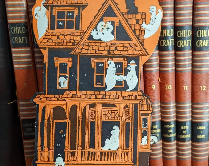 Retro Haunted House Ghosts Day-glow Orange Die Cut| Vintage Halloween ...