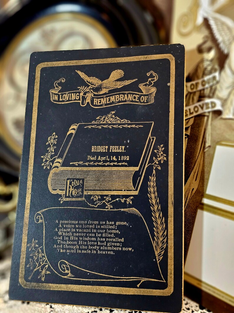 Victorian Mourning Card: 1892 Death Announcement, Gold Gilded Ephemera ...