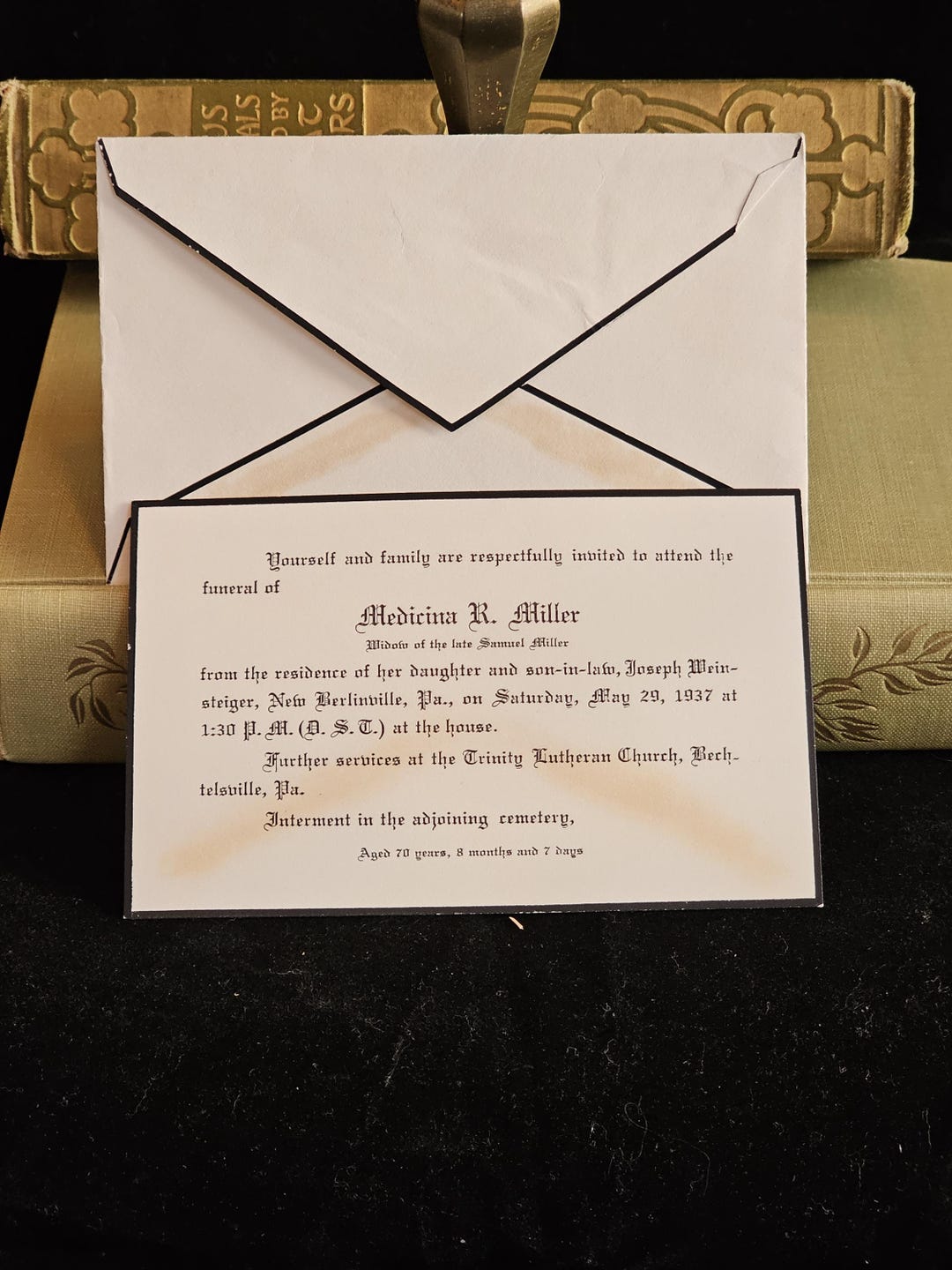 Victorian Black Border Funeral Announcement W Envelope | Funerary ...