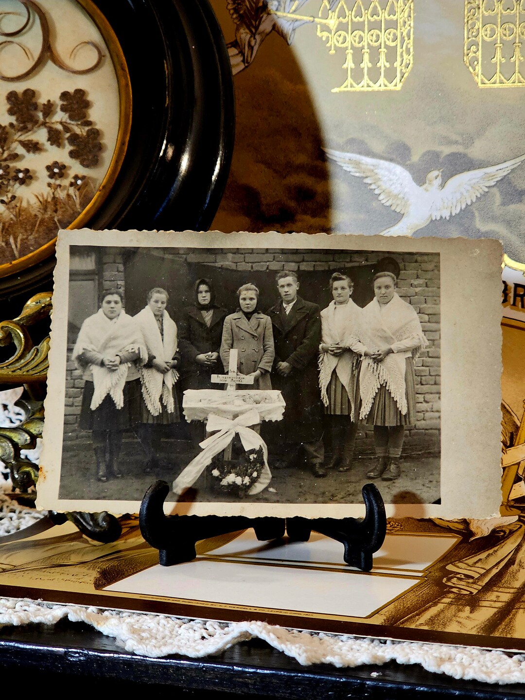 Infant Post Mortem Open Casket Photo With Family Gathered Victorian ...