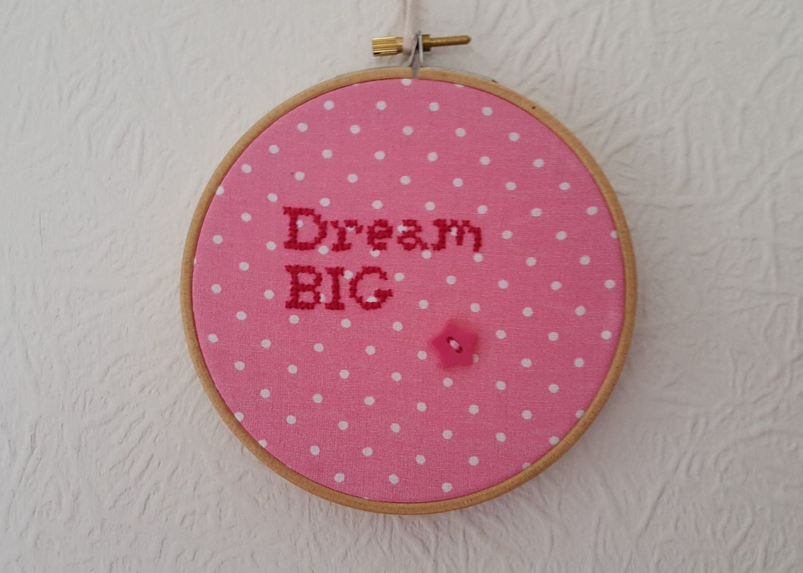 Dream Big Hoop Art. Embroidery. 5 Inch Hoop Art. Cross Stitch - Etsy