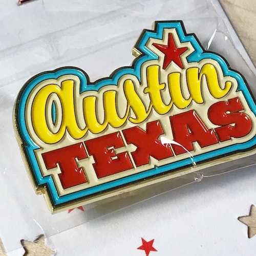 Texas Enamel Pin Gold Soft Enamel Pin Illustrated United - Etsy