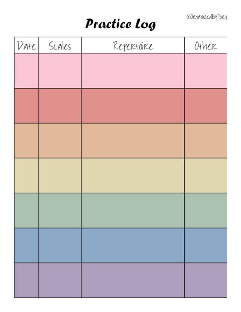 Practice Log Basic Printable - Etsy