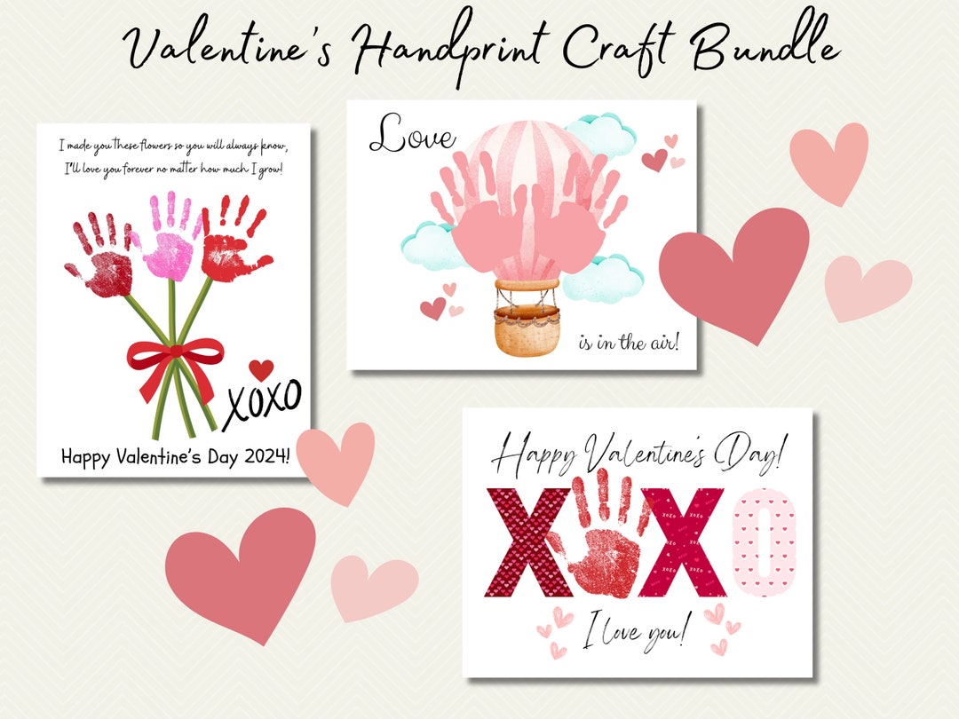Valentine's Day Handprint Craft Bundle Printable Parent Gift Baby Kids ...