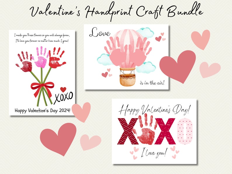 Valentine's Day Handprint Craft Bundle Printable Parent Gift Baby Kids ...