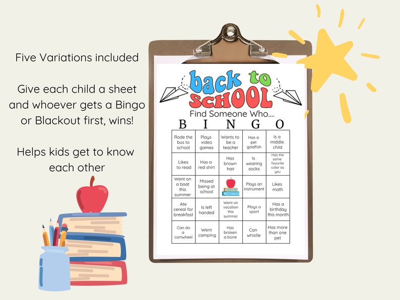 Back to School Bingo Game Printable for Kids | Get to Know You Ice ...