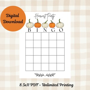 Fall Harvest Party Bingo Printable: Classroom Activity (PDF Download ...