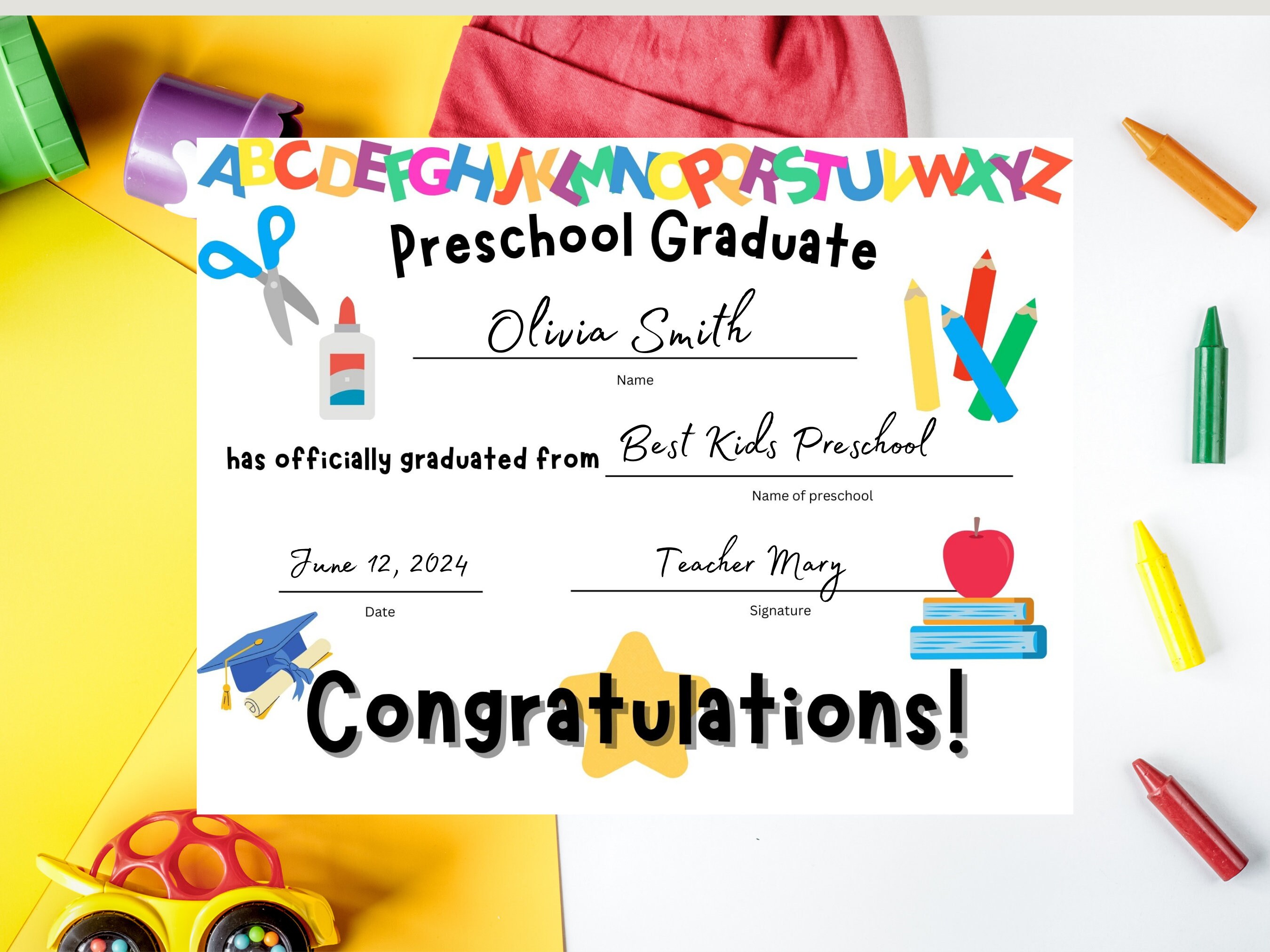 Preschool Graduation Certificate Printable for Kids - Colorful Way to ...