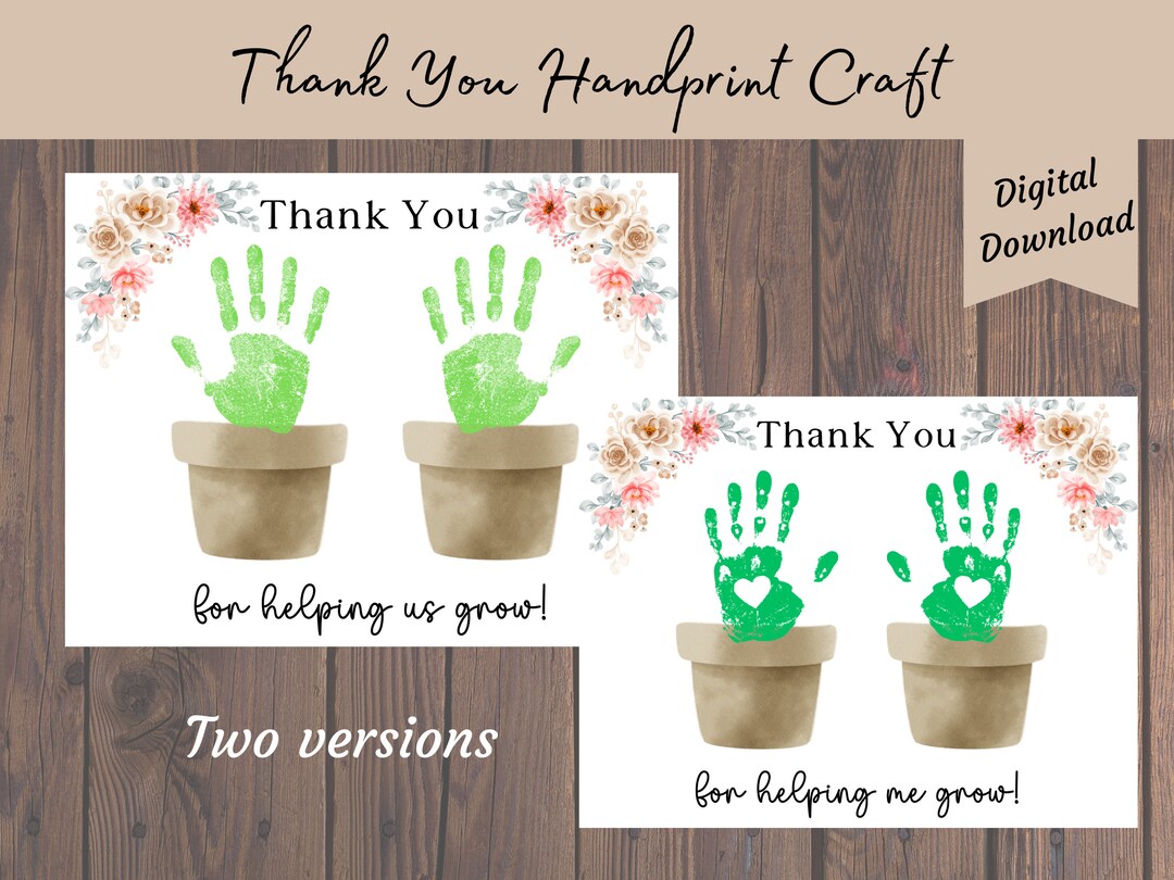 Plant Thank You Handprint Craft Teacher Appreciation Thank You for ...