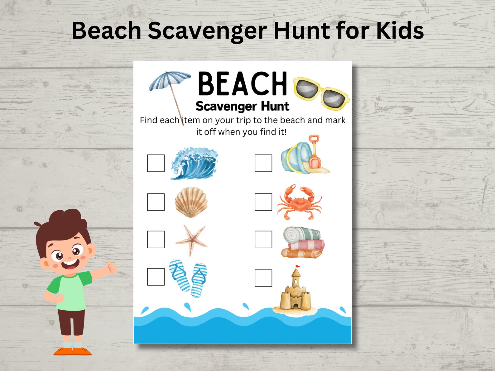 Beach Scavenger Hunt Printable for Kids Activity Seek and Find Beach ...