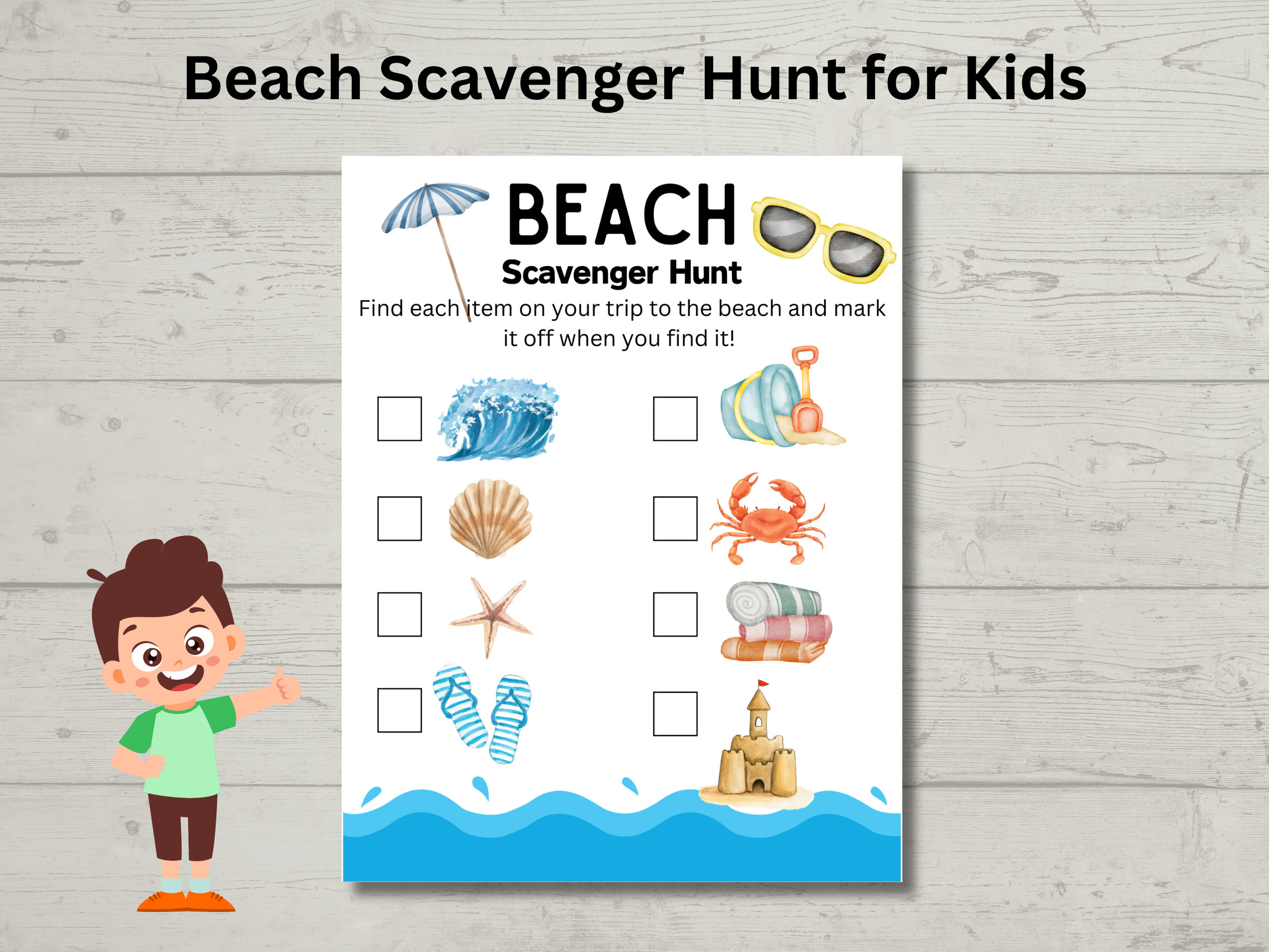 Beach Scavenger Hunt Printable for Kids Activity Seek and Find Beach ...