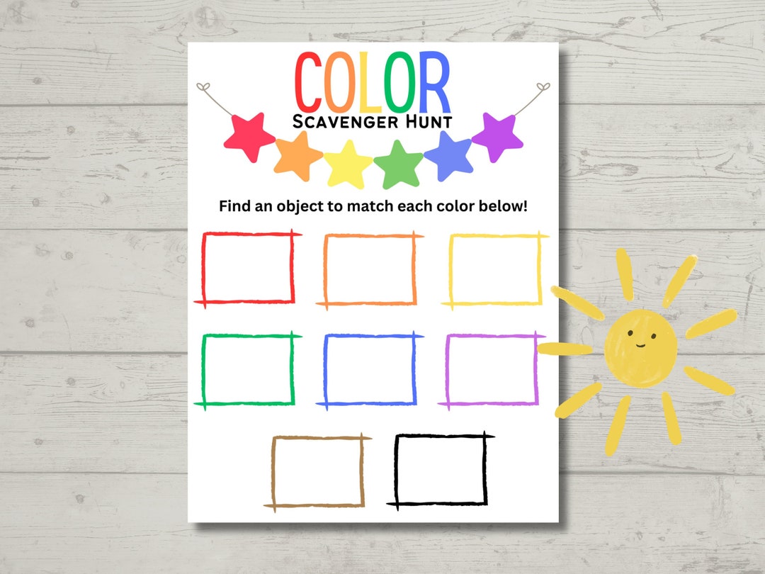 Easy Kids Activity Scavenger Hunt for Colors Preschool or Kindergarten ...